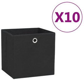 Úložné boxy 10 ks netkaná textilie 28 x 28 x 28 cm černé 325189
