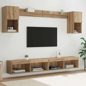 TV nástěnné jednotky s LED 6 ks Artisanový dub Kompozitní dřevo 3402956