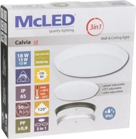 LED svítidlo McLED Calvia 18 12/15/18W CCT 3000/4000/6000K IP65 bílá/černá/stříbrná ML-411.011.42.0