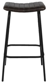 Černá barová stolička s koženým sedákem Meaning – 45x37x76 cm
