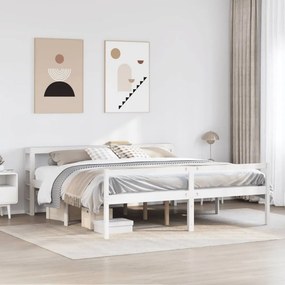 Postel s čelem pro seniory bílá 200 x 200 cm masivní borovice 3305874