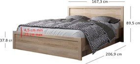Postel 160x200 s roštem, úložným prostorem dub sonoma Jazz