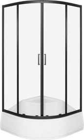 Novoterm Čtvrtkruhový sprchový kout NV-Aruba GL PS BL 90 SV, černá/transparent + vanička hluboká Klara