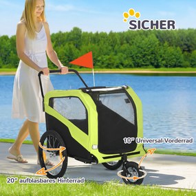 PawHut přívěs pro psy 2 v 1, přívěs na kolo pro psy, kočárek pro psy s odrazkami, kočárek pro psy max. 30 kg, přívěs na kolo pro velké psy, tkanina O…