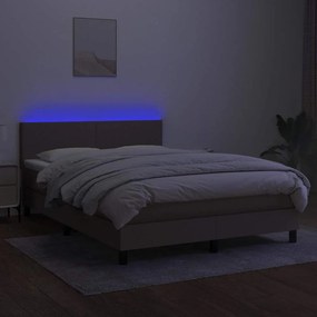 Box spring postel s matrací a LED taupe 140x200 cm textil 3133001