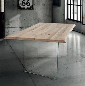 Masivní stůl skleněný podstavec 180x90x4