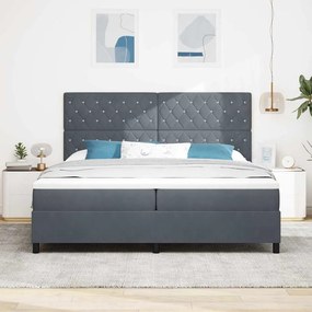 Postel s boxspringem s matrací Tmavě šedá 200 x 200 cm samet 3339789