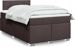 Box Spring Postel S Matrací Textil Tmavě Hnědá Blok se čtverci 120 x 190