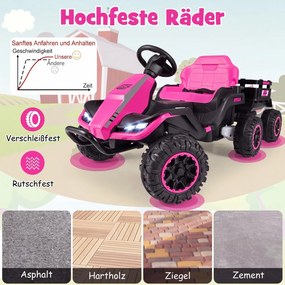 Costway 24 Elektrický traktor V Elektrický traktor pro děti ve věku 3 a – růžový