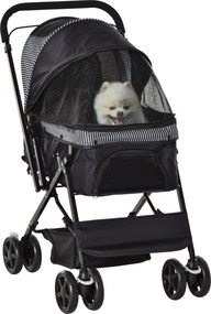 PawHut Kočárek pro psy a kočky Oxford Černá 76,5 x 52 x 95 cm | Aosom