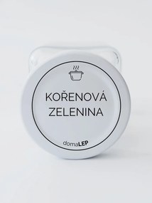Samolepka na kořenky KOŘENOVÁ ZELENINA průhledná 5 cm základní písmo