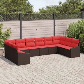 Set pohovek 10 ks Hnědá polyratan 3346904