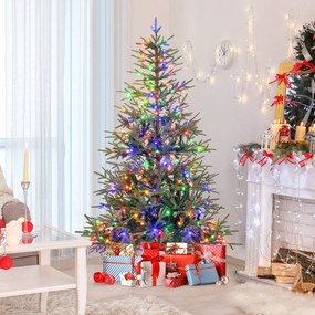 Costway 180 cm Umělý vánoční stromeček s 250 Vícebarevná LED světla Umělý