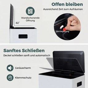 Costway 60 L kuchyňský odpadkový koš z nerezové oceli s pedálem a měkkým