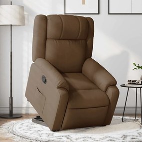 Zvedací polohovací křeslo hnědé textil 3205206