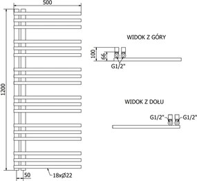 Mexen Neptun dekorativní koupelnový radiátor 1200 x 500 mm, 456 W, černý - W101-1200-500-00-70