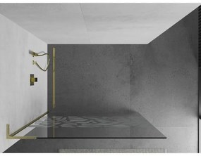 Mexen Kioto L, sprchová zástěna Walk-In 100 x 200 cm, 8mm čiré sklo bílý vzor, ​​zlatý matný profil, 800-100-103-55-85