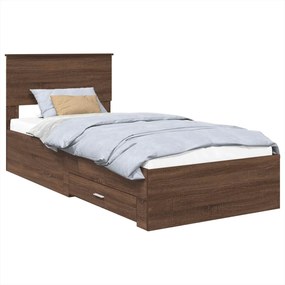 Rám postele Hnědý dub a stříbrná 75 x 190 cm Kompozitní dřevo 3408332