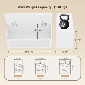 HOMCOM úložný box 108L Úložná lavička s ratanovým panelem, skládací víko, podpěrná ramena pro chodbu 80x40x45cm Bílá