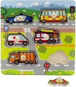 TEDDIES Dřevěná vkládačka Moje první auta / od 12 měsíců