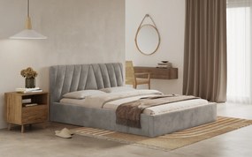 Postel ORLI 140x200 světlešedá s úložným prostorem