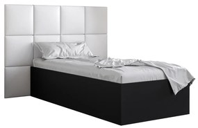 Jednolůžková postel s čalouněným čelem 90 cm Brittany 4 (černá matná + bílá) (s roštem). 1046030