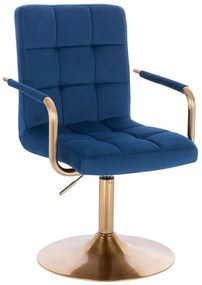 LuxuryForm DESIGN Otočná židle VERONA GOLD VELUR na zlatém talíři - modrá