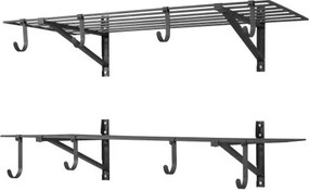 Dvoupatrový vysoce odolný nástěnný regál do garáže, 61 × 122 cm ocelový nástěnný regál s háčky VEVOR