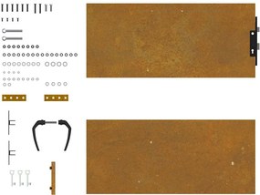 Zahradní branka 85 x 125 cm z corten oceli čtvercový design 153257
