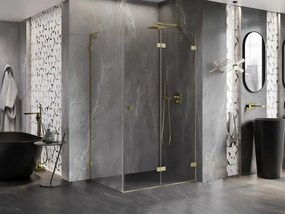 Mexen Lunar-F L, pravý sklápěcí sprchový kout 95 x 90 cm, 8mm čiré sklo, zlatý matný profil, 836L-095-090-55-00-P