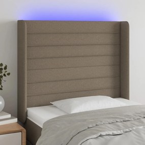 Čelo postele s LED taupe 103 x 16 x 118/128 cm textil 3124182