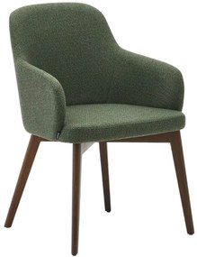 OnaDnes -20% Zelená čalouněná jídelní židle Kave Home Nelida s tmavou podnoží