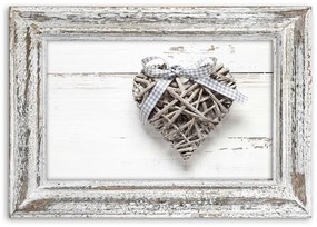 Gario Obraz na plátně Pletené srdce s mašlí dřevo Rozměry: 60 x 40 cm