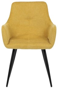 AUTRONIC Židle jídelní, žlutá látka, černé kovové nohy