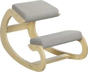HOMCOM Ergonomický houpací kloubní židle pro home office, ke zlepšení držení těla, světle šedá
