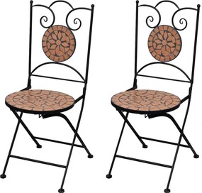 vidaXL Skládací bistro židle 2 ks keramické a bílé [41535] Barva: Cihlová
