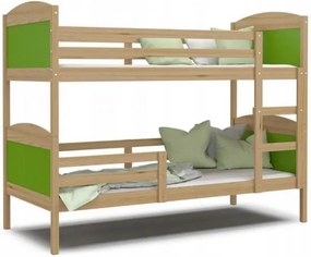 Dětská patrová postel Matyas 200x90 bez šuplíku BOROVICE-ZELENÁ