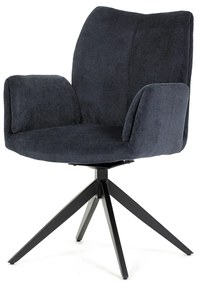 Židle jídelní, modrá látka, otočný mechanismus 180°, černý kov - HC-993 BLUE2