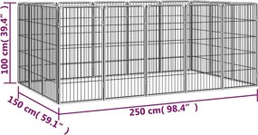 16panelová ohrádka pro psy černá 50 x 100 cm práškovaná ocel 3115960