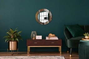 Kulaté dekorativní zrcadlo Vintage tmavé dřevo fi 50 cm