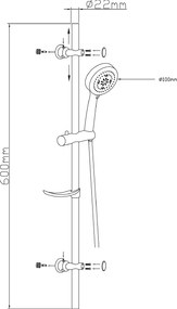 Aqualine Sunra 11444 posuvný držák sprchy s mýdlenkou 600 mm chrom