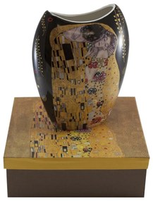 HOME ELEMENTS Porcelánová váza 20 cm, Klimt, Polibek tmavý