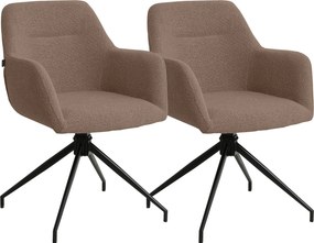 Sada 2 jídelních židlí Merlinda látka Teddy – hnědá
