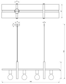 Lustr na lanku SHELF 4xE27/60W/230V