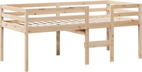 Patrová postel se střechou 90 x 200 cm masivní borové dřevo 3282052