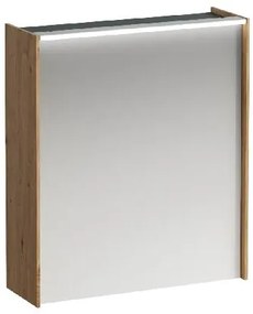 Laufen Lani - Zrcadlová skříňka s LED osvětlením, 71x62x21 cm, 1 dvířka, panty vlevo, dub H4037311122671