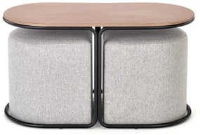 Konferenční stolek- PAMPA- Deska: ořech/ Nohy: černá/ Podsedáky: šedá
