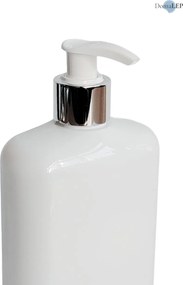 Dávkovač na mýdlo 400 ml bílý s bílo-stříbrnou pumpičkou LIMA