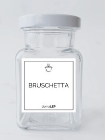 Samolepka na kořenky BRUSCHETTA bílá 5 × 5 cm základní písmo