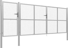 Zahradní brána ocelová 500 x 150 cm stříbrná 144355